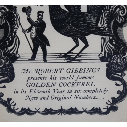 Eric Ravilious, Golden Cockerel 1932 wood engraving, 24cm x 18cm, framed