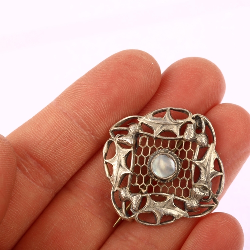 An Arts and Crafts silver and blister pearl thistle brooch by Charles ...