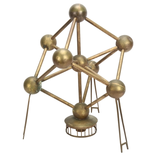A large brass model of the Brussels Atomium building, designed for the ...