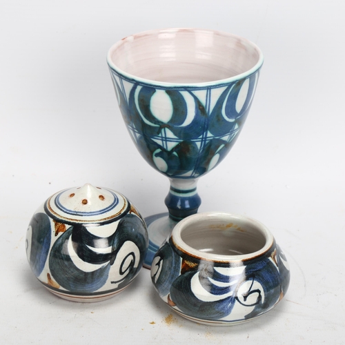 Aldermaston pottery, a goblet by Edgar Campden and mustard & pepper ...