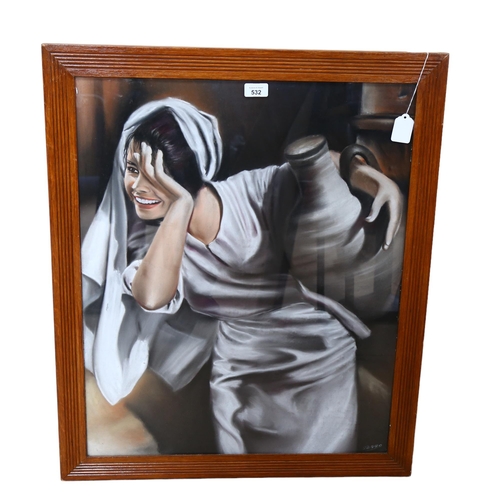 Patrick Thomas Jeggo, pastels, figure of a water carrier, 77cm x 65cm ...