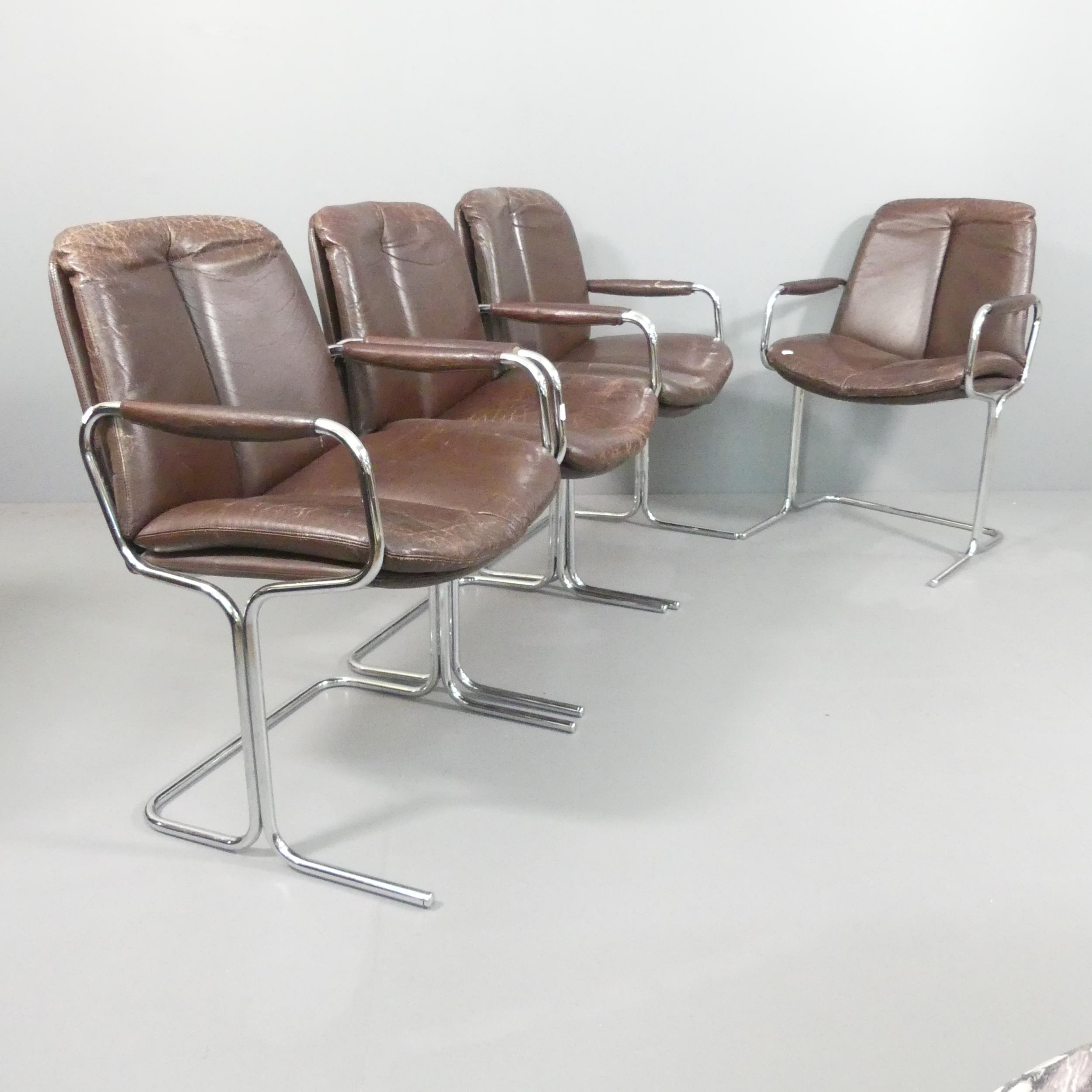 PIEFF - A set of four contemporary leather upholstered Eleganza chairs ...