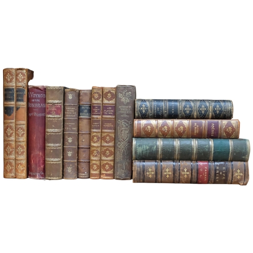 A collection of Antique gilded and tooled leather hardback books, including Life Of Christ Farrar Vo