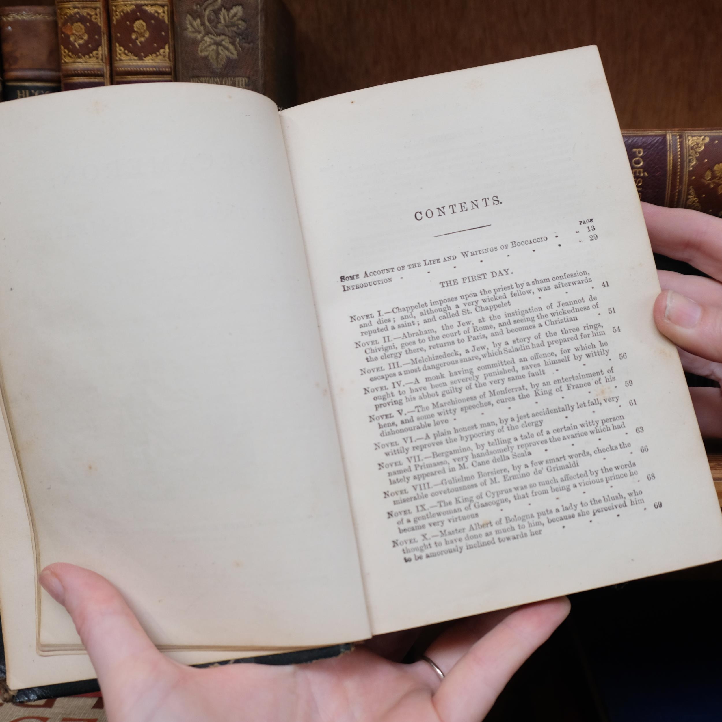 A collection of Antique gilded and tooled leather hardback books ...
