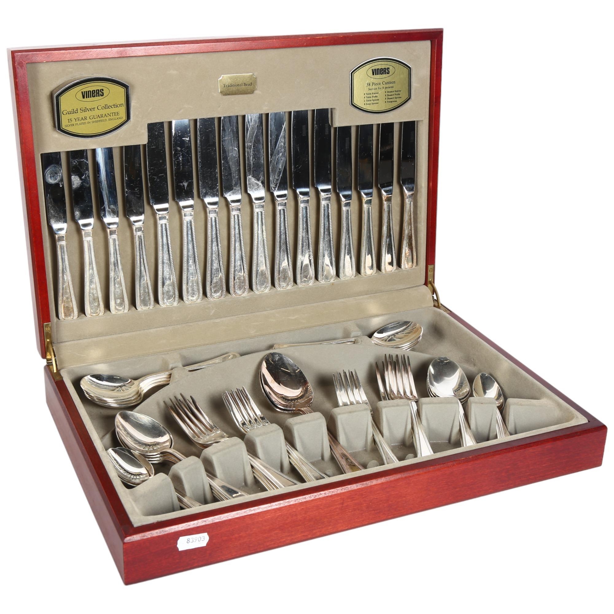 VINERS - a canteen of plated cutlery for 8 persons, traditional bead ...