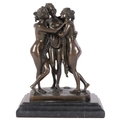 A modern bronze group depicting the Three Graces, on marble plinth, H25cm