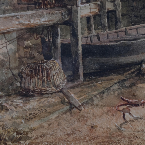 James George Philp (1816 - 1885), fishing beach scene, watercolour ...