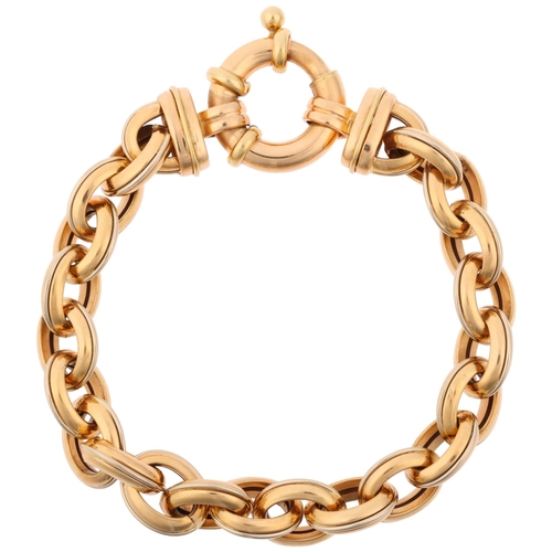 An 18ct gold hollow hoop link chain bracelet, 19cm, 26.1g
