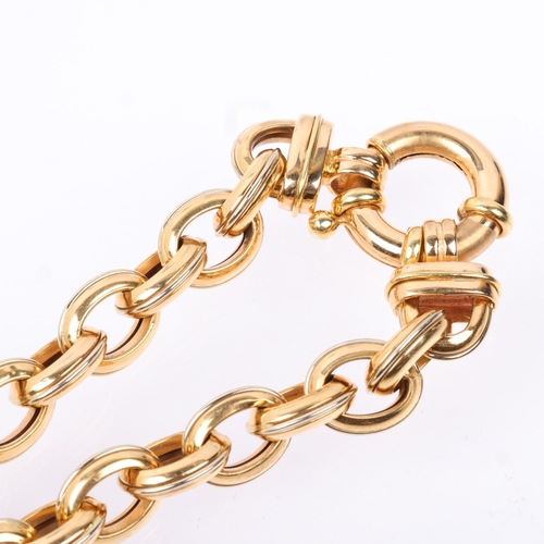 An 18ct gold hollow hoop link chain bracelet, 19cm, 26.1g
