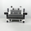 A hand made Space Invader lounge chair, fitted with concealed drawers ...