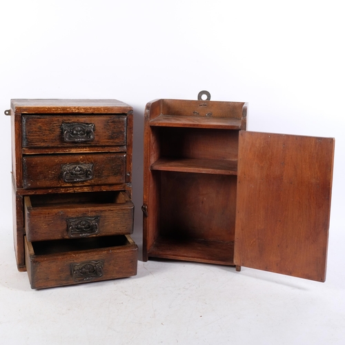 An Antique pine 4-drawer table-top chest, and an Arts and Crafts ...