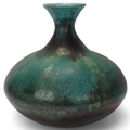 MYRA WISHART, a large raku studio pottery vase, with turquoise and ...