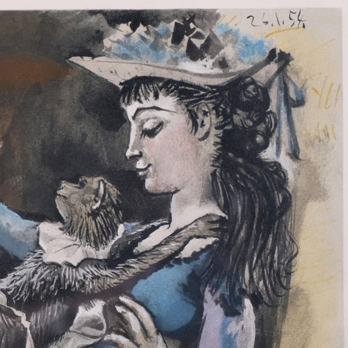 Pablo Picasso, woman with monkey and clown, original lithograph ...