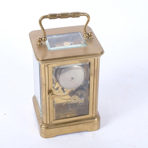 J Sewell, Liverpool, a brass-cased carriage clock with alarm, height ...