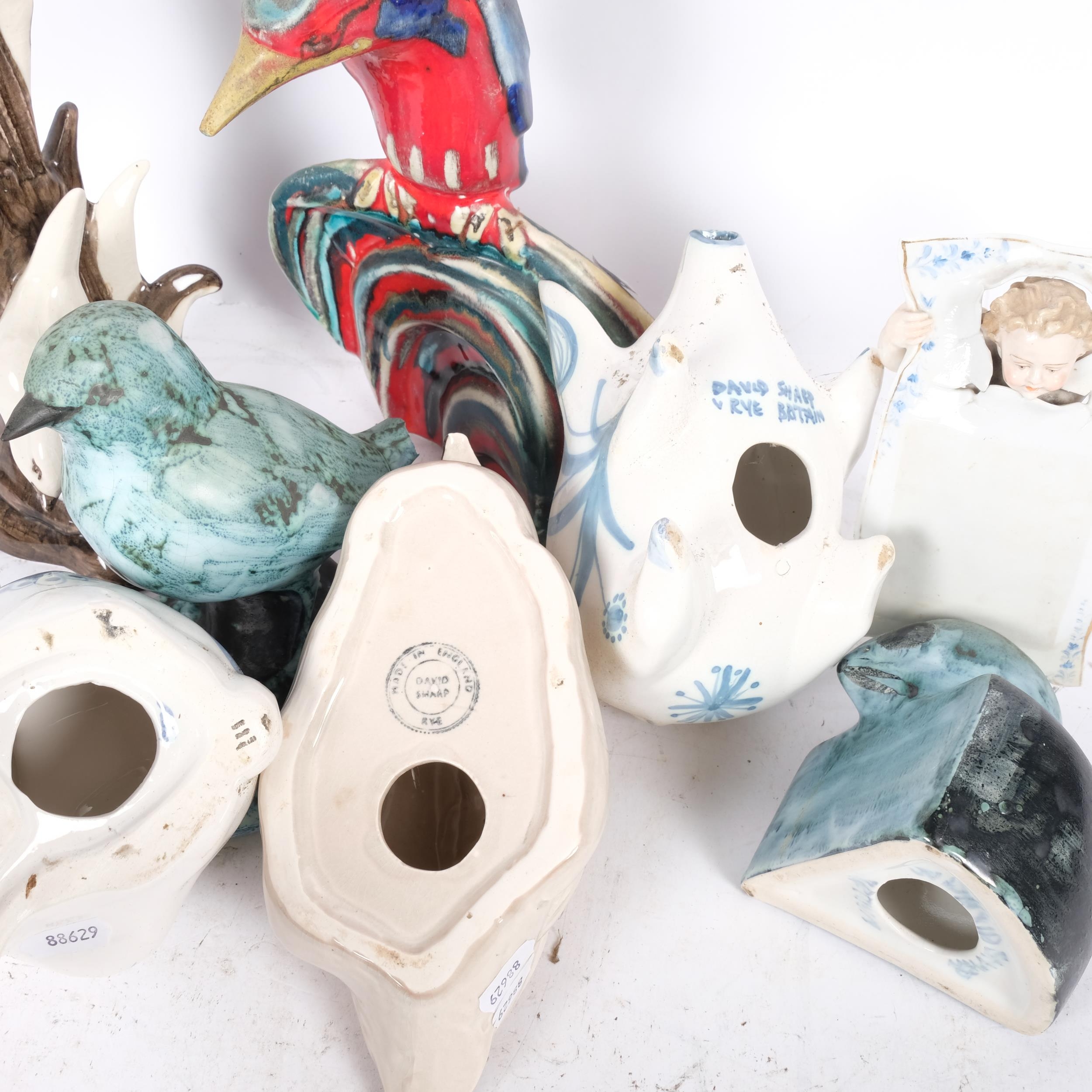 A group of David Sharp Rye Pottery animals and birds, including a ...