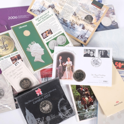 A collection of cased Royal Mint commemorative coins, including D-Day ...