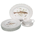 1950s Simpsons fish service, including serving plate and sauce boat on ...