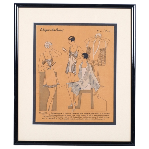 French Art Deco lithograph fashion study, image 24cm x 19cm, overall ...