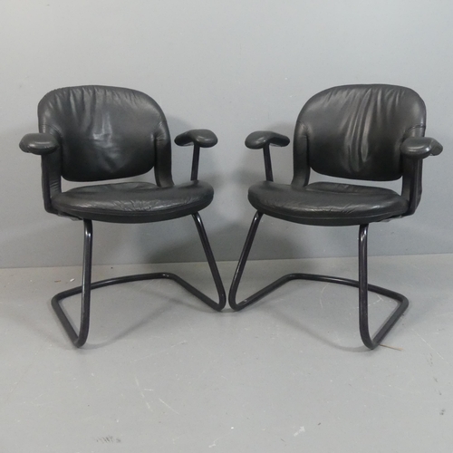 HERMAN MILLER - two leather Equa cantilever armchairs by Bill Stumpf ...