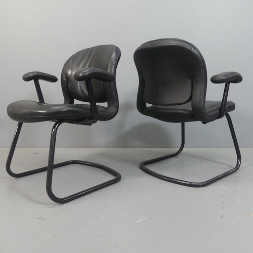 HERMAN MILLER - two leather Equa cantilever armchairs by Bill Stumpf ...