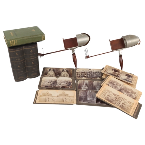 2 Victorian stereoscopic slide viewers, together with a boxed set of ...