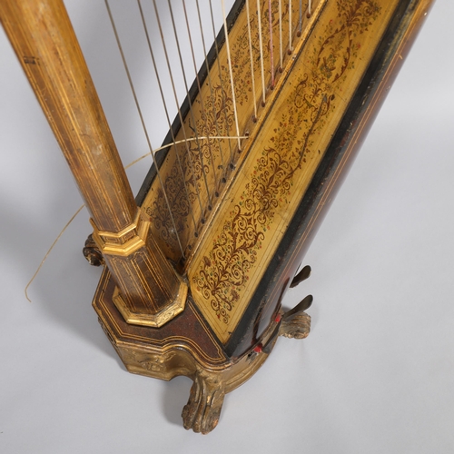 A full-size 19th century concert harp by Frederick Grosjean of Soho ...