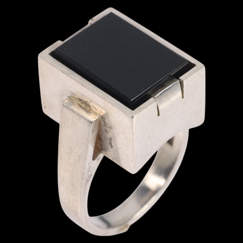 SVEN HAUGAARD - a Danish modernist sterling silver black onyx geometric ...