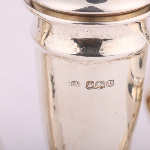 3 silver pepperettes, including largest by Edward Viner, Sheffield 1938 ...