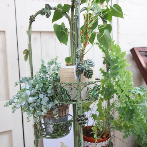 An ornate 3-fold 6-tier folding plant stand, together with various real ...