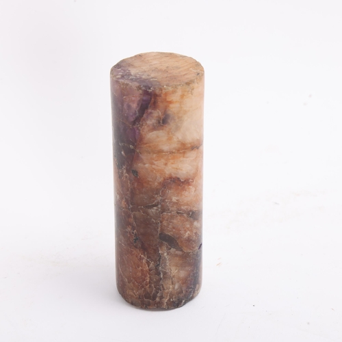 A 19th century Derbyshire "Blue John" Spar cylinder paperweight, length ...