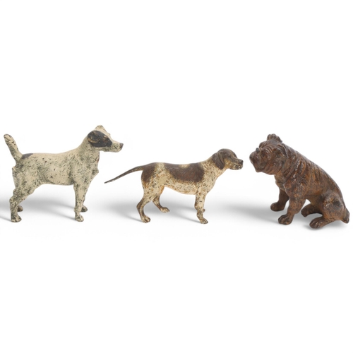 3 Austrian cold painted dog figures, comprising cold painted bronze ...