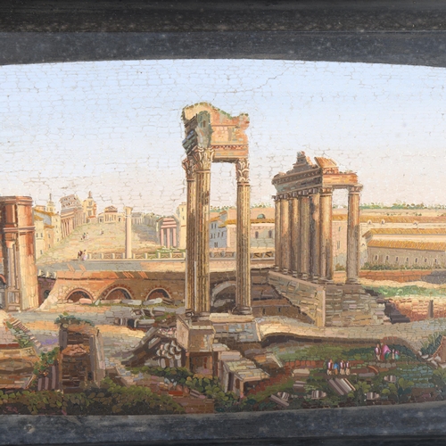 A large Roman micro-mosaic plaque depicting the Roman Forum, 19th ...