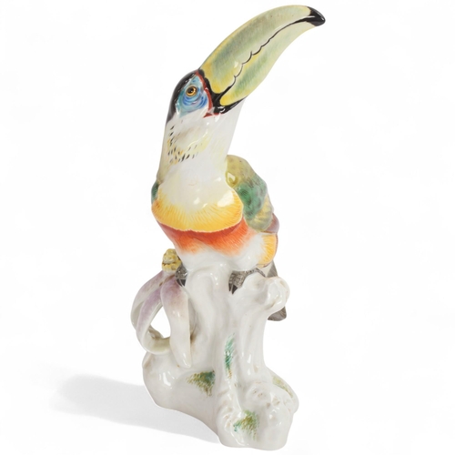 A Meissen porcelain toucan, crossed swords mark with incised number ...