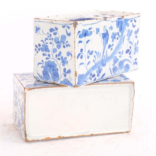 A pair of 18th century English Delft flower bricks, circa 1760 ...