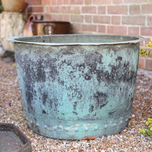 A Victorian riveted copper water container/planter, diameter 61cm ...