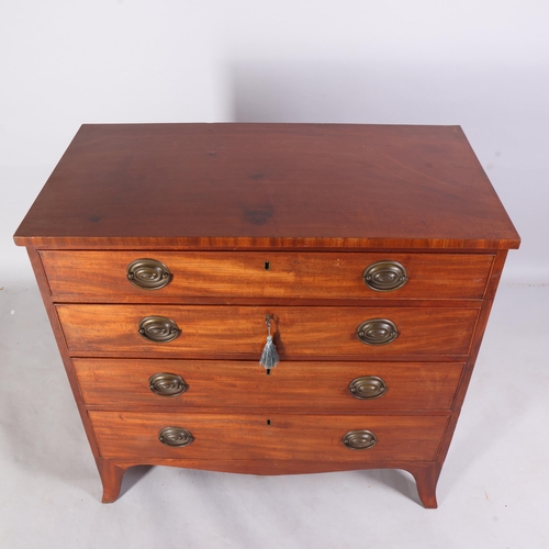 A 19th century mahogany square chest of 4 long drawers, width 94cm ...