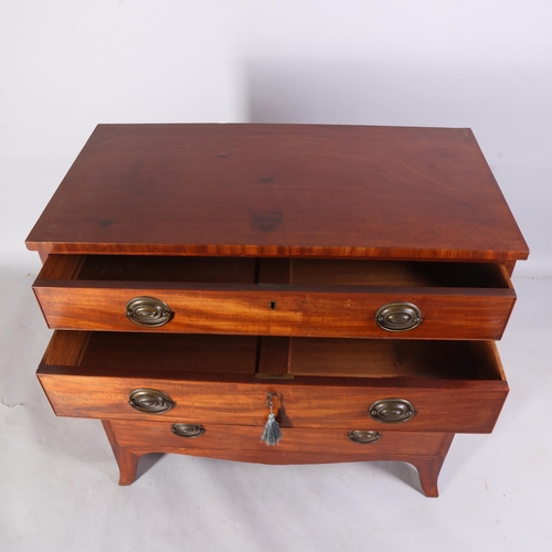 A 19th century mahogany square chest of 4 long drawers, width 94cm ...