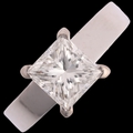 An 18ct white gold 1.55ct single stone diamond ring, corner claw set ...