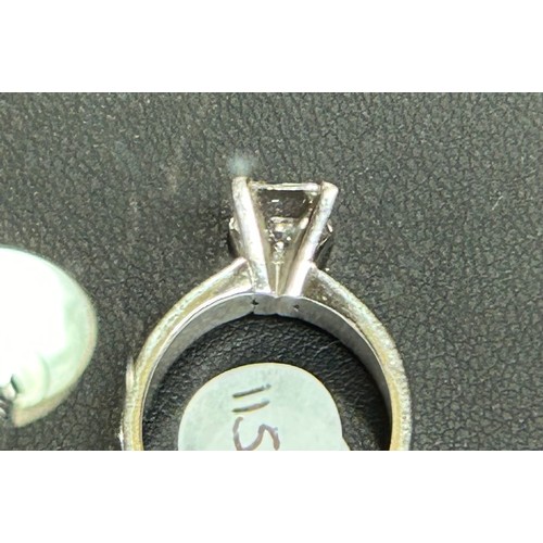 An 18ct white gold 1.55ct single stone diamond ring, corner claw set ...