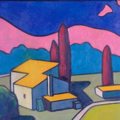 Robin Holtom, Casole d'Elsa, oil on canvas, 50cm x 50cm, framed