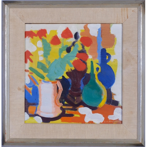 Erik Bystrom (1902 - 1988), still life, oil on board, 1962, 27cm x 27cm, framed