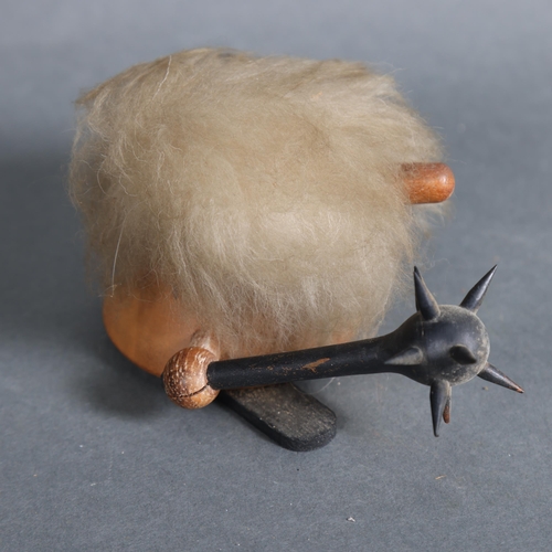 An unusual vintage hand made Scandinavian viking gonk, with fur hair ...