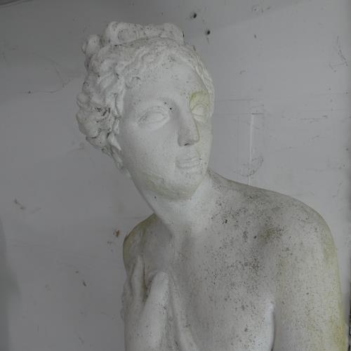 A painted concrete garden statue, study of Pandora. Height 119cm.