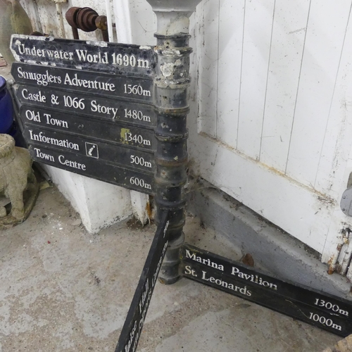 Ten various genuine Hastings street signs mounted on metal post (one ...