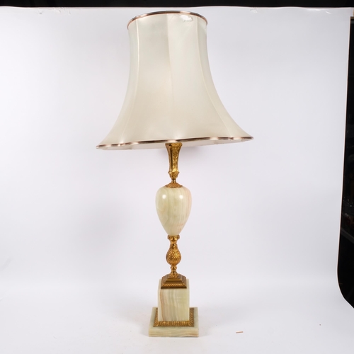 A large and impressive Vintage onyx table lamp, on a gilt-metal stepped ...