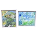 June Bevan, pair of acrylics on board, abstract studies, largest width ...