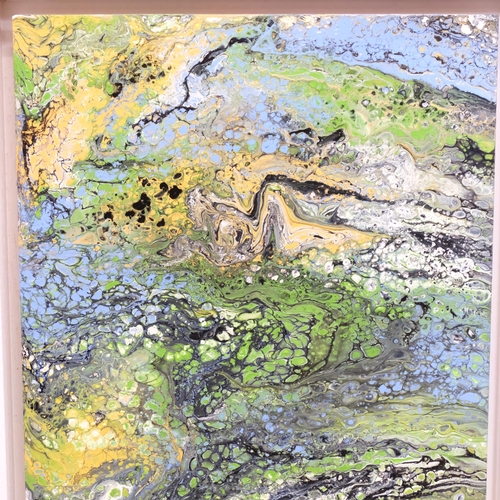 June Bevan, pair of acrylics on board, abstract studies, largest width ...