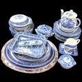 Willow pattern dinnerware, including oval platters, Booths blue and ...