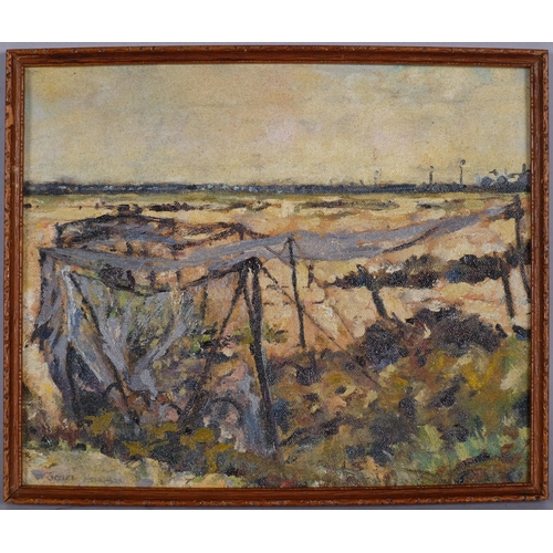 Jean Howell (b.1946), oil on canvas, Dungeness – Bird Nets (for ringing ...