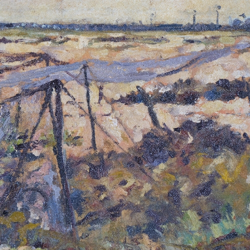 Jean Howell (b.1946), oil on canvas, Dungeness – Bird Nets (for ringing ...
